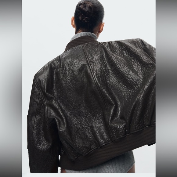 Zara | Jackets & Coats | Zara Woman Leather Collection Bomber Jacket ...